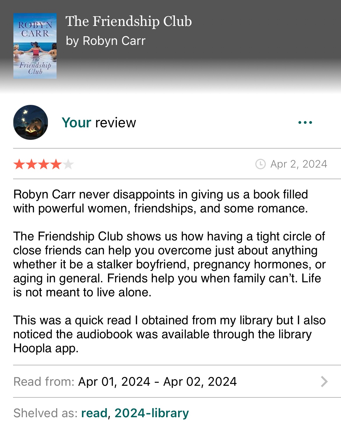 The Friendship Club by Robyn Carr | Kentucky Book Lover